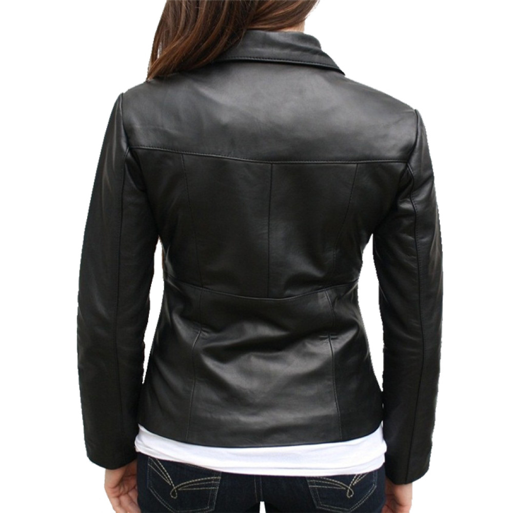 Vintage Style Black Women Leather Jacket - Dziner Jacket