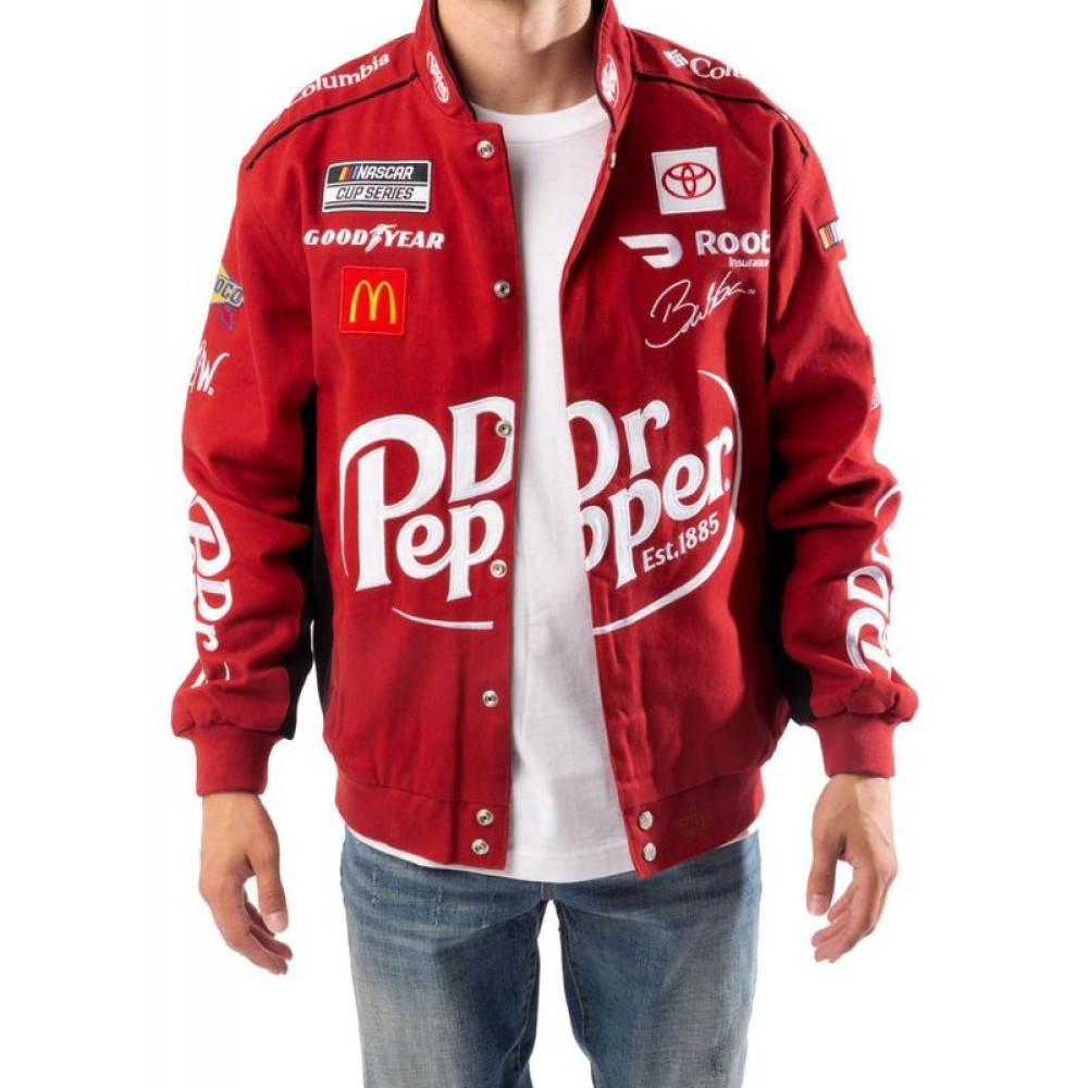 Red Cotton Dr. Pepper Racing Jacket Sale - Dziner Jacket