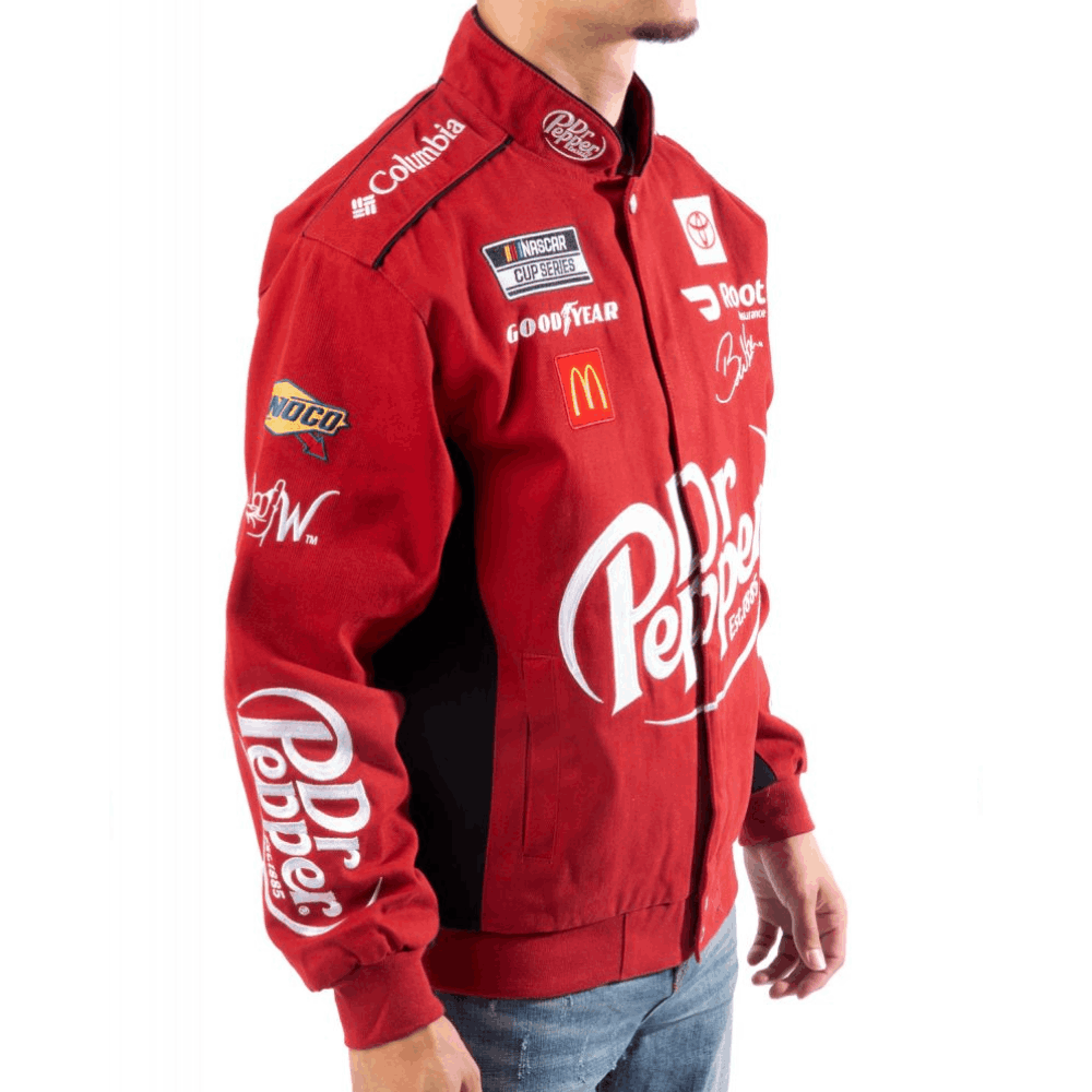 Red Cotton Dr. Pepper Racing Jacket Sale - Dziner Jacket